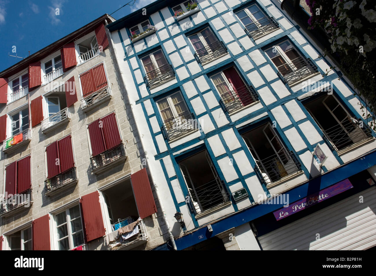 pretty blue and red basque apartments in the old town Bayonne Aquitaine ...