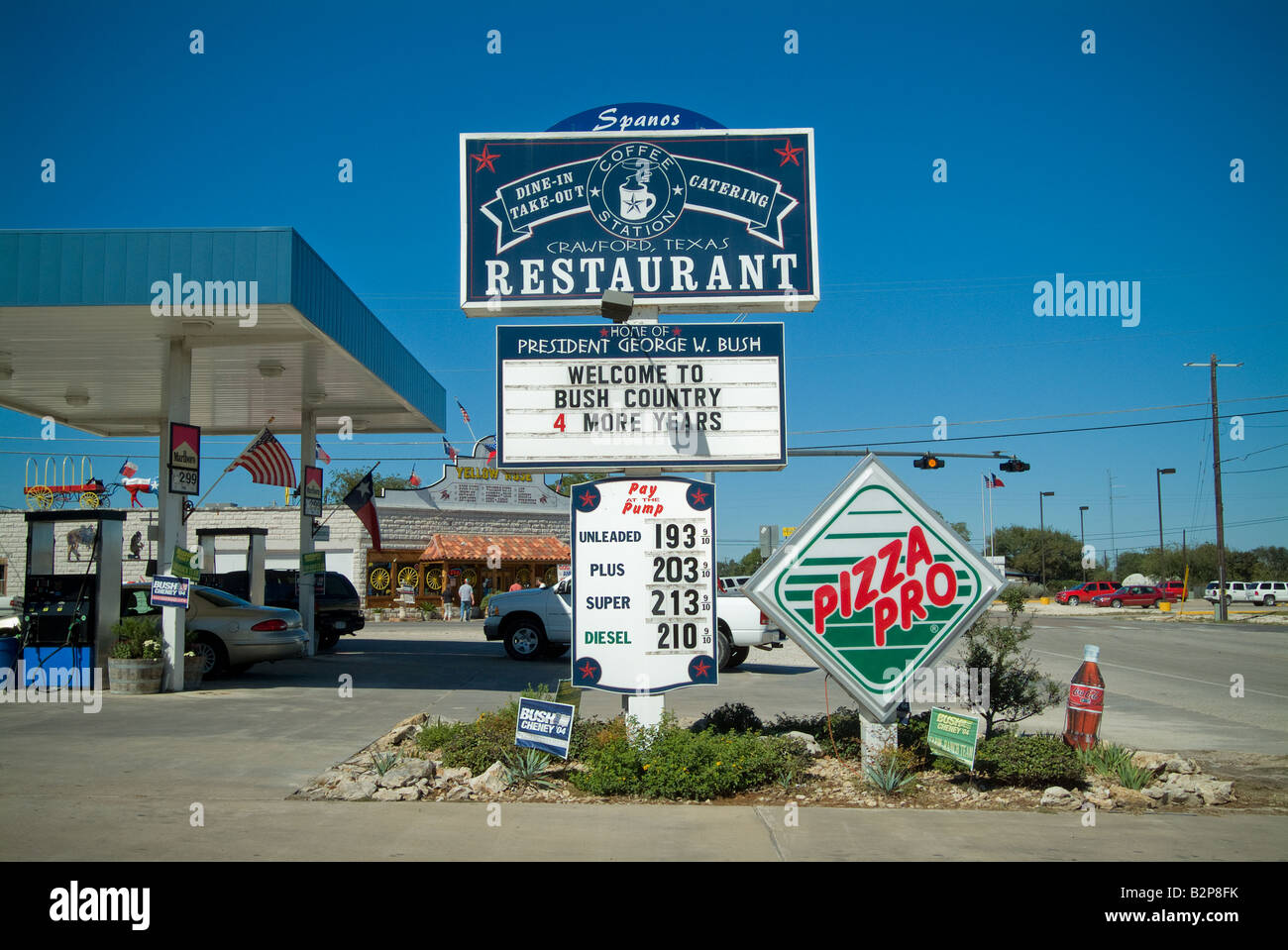 Fina gas station in Crawford Texas, during the 2004 Election Stock ...