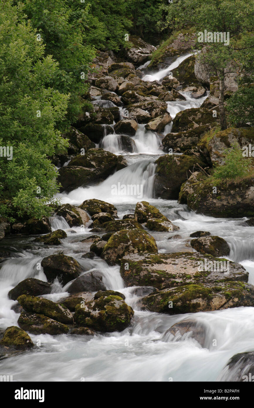 Norway Geiranger mountain stream Stock Photo - Alamy