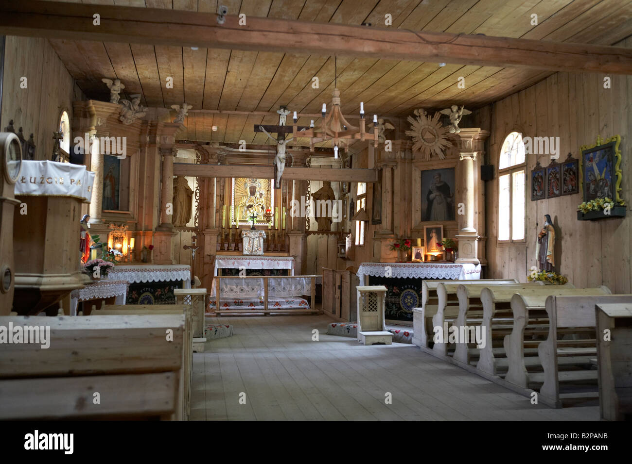 Poland Tatra Zakopane Interior Old Wooden Construction Parish Church of ...