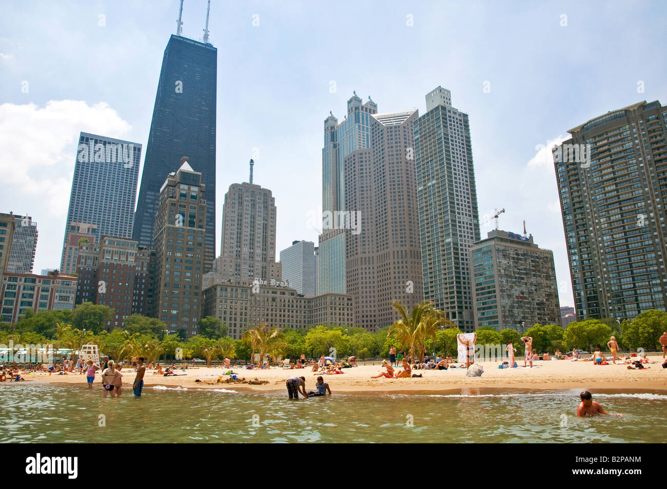 Chicago's Oak St. Beach & Skyline Stock Photo - Alamy