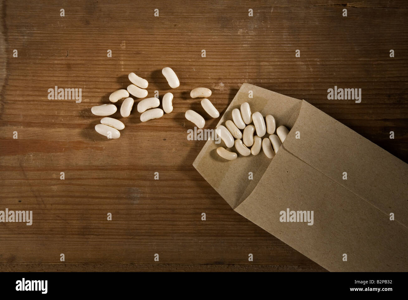 French bean seeds spilling from a packet Stock Photo - Alamy