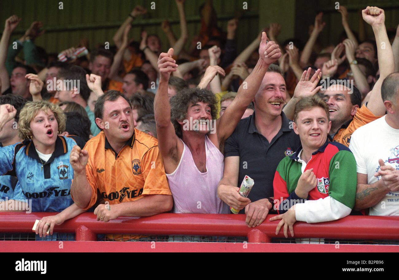 Wolves football supporters taunting the opposition fans at Brentford ...