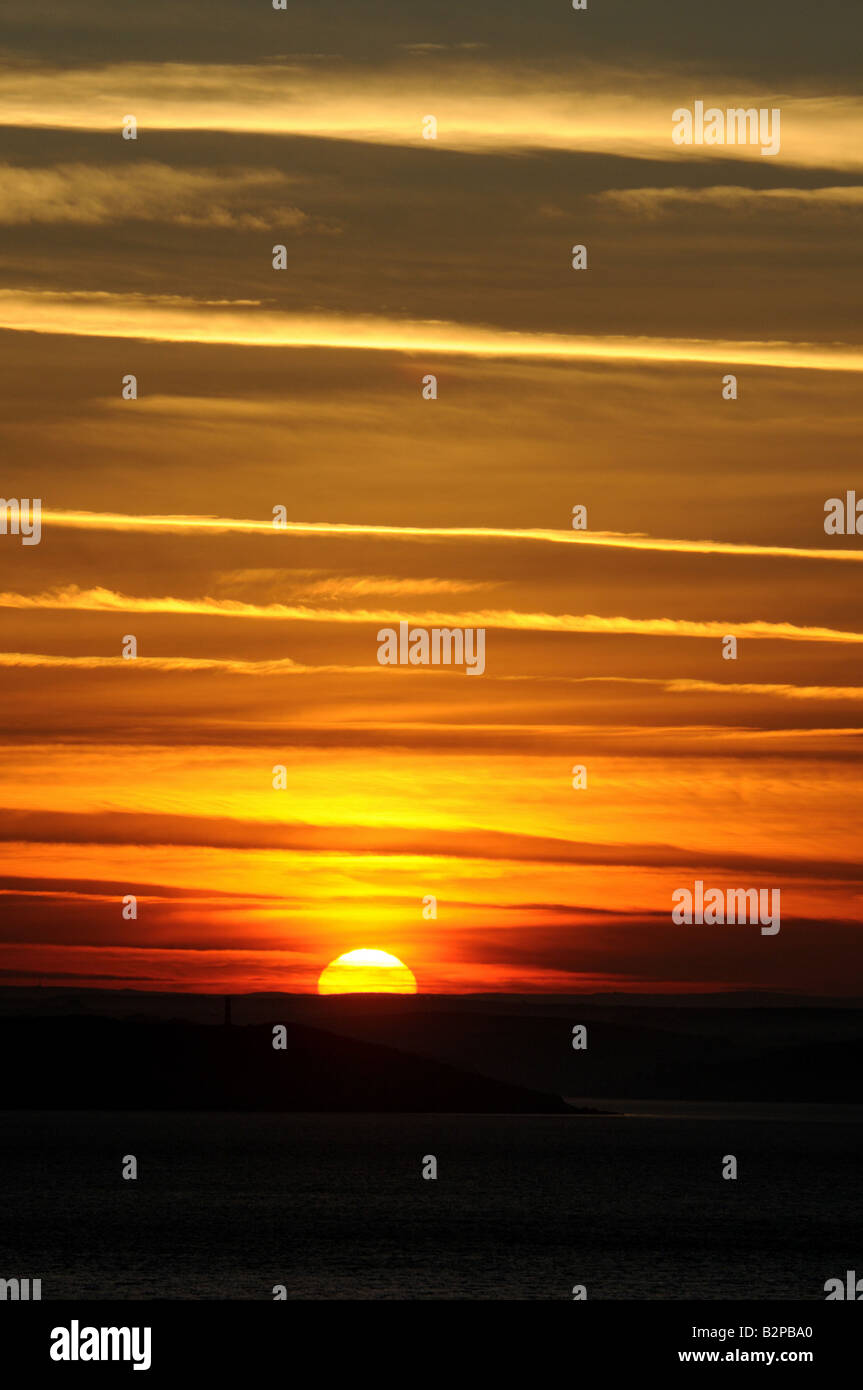 Sunrise over Gribben Head Cornwall near Menabilly one time home of ...
