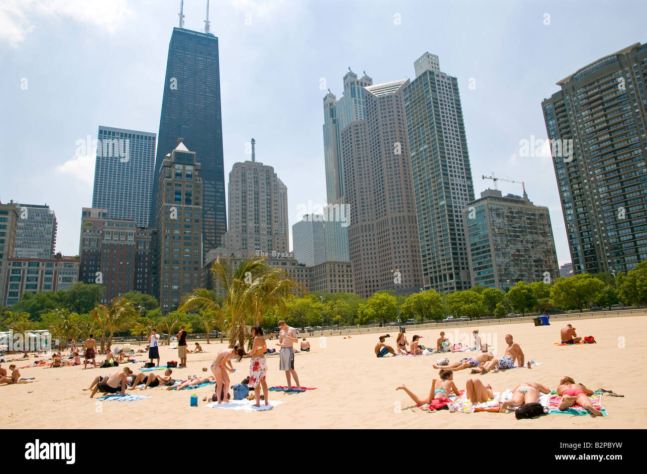 Chicago's Oak St. Beach & Skyline Stock Photo - Alamy