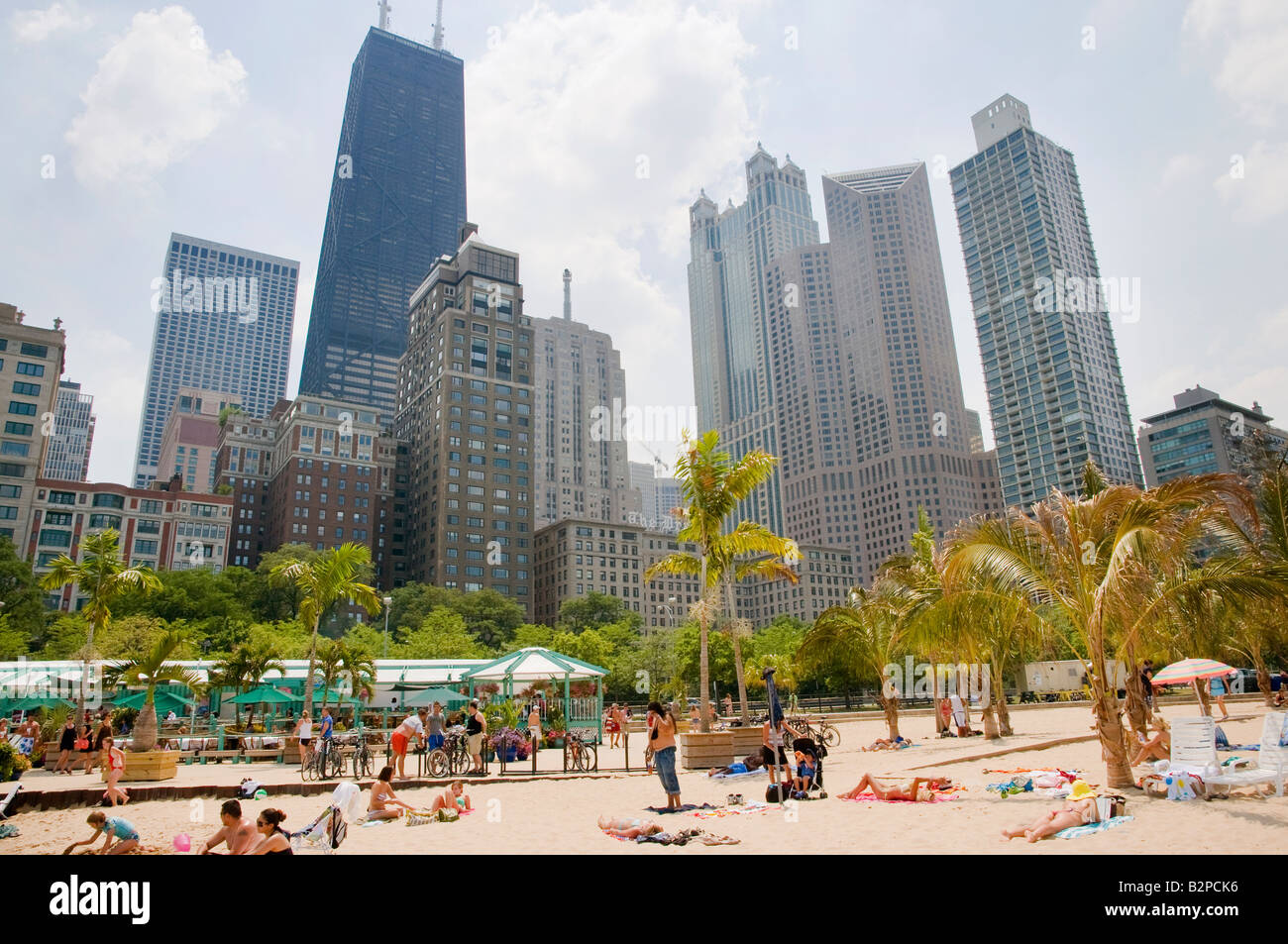 Chicago's Oak St. Beach & Skyline Stock Photo - Alamy