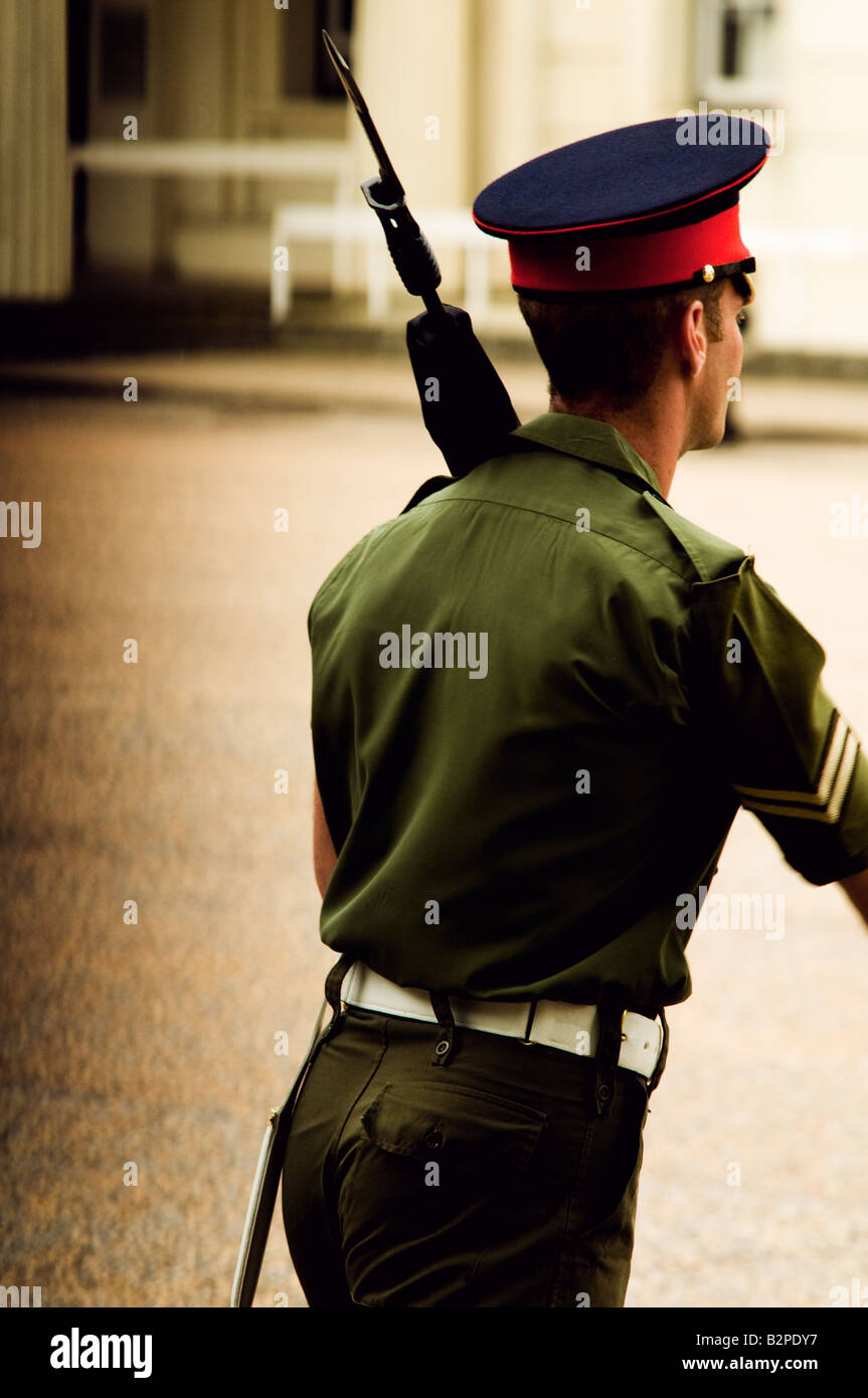 An British soldier marches during a queen's guard parade Stock Photo ...