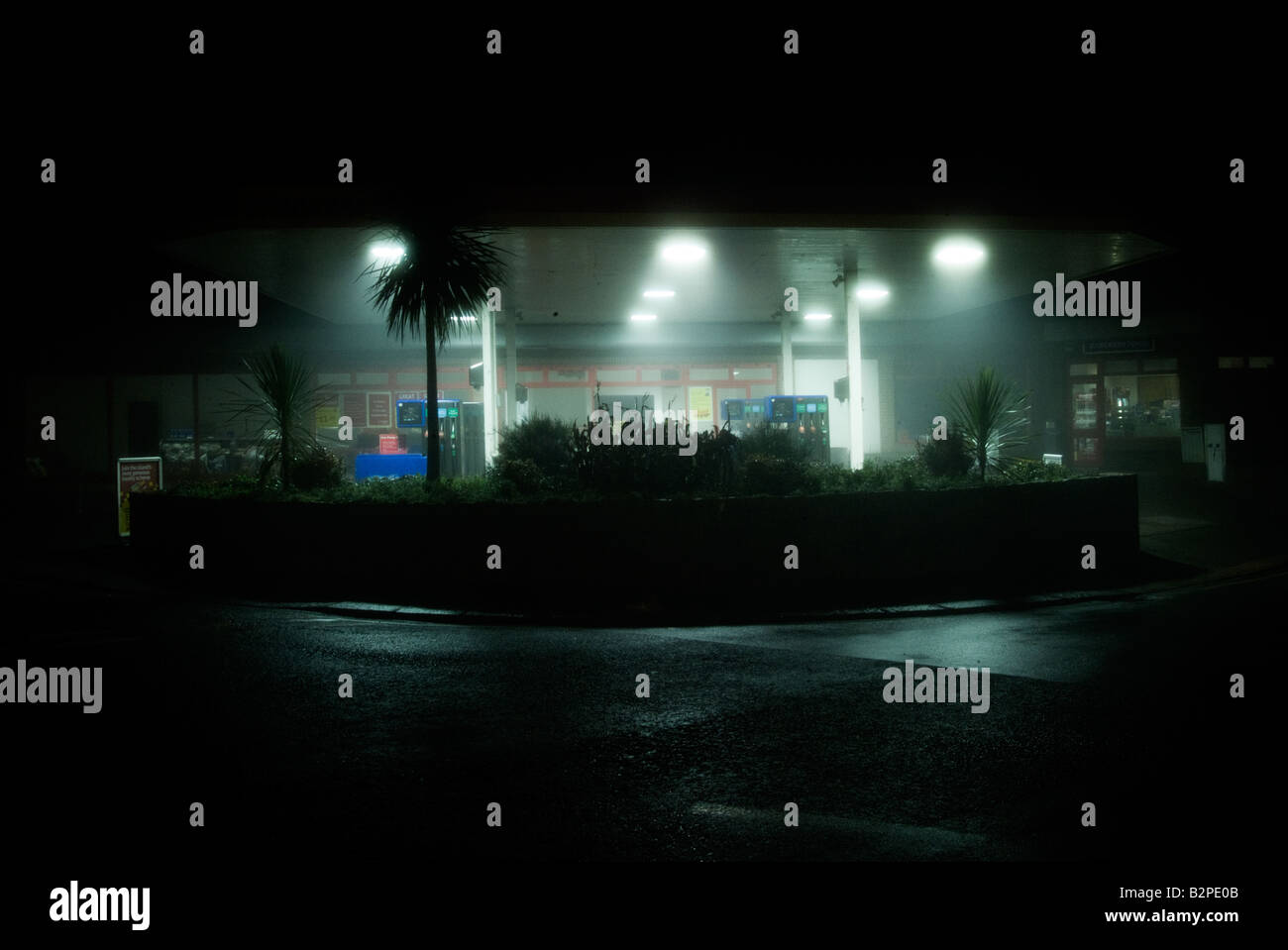 Petrol station by night Stock Photo - Alamy