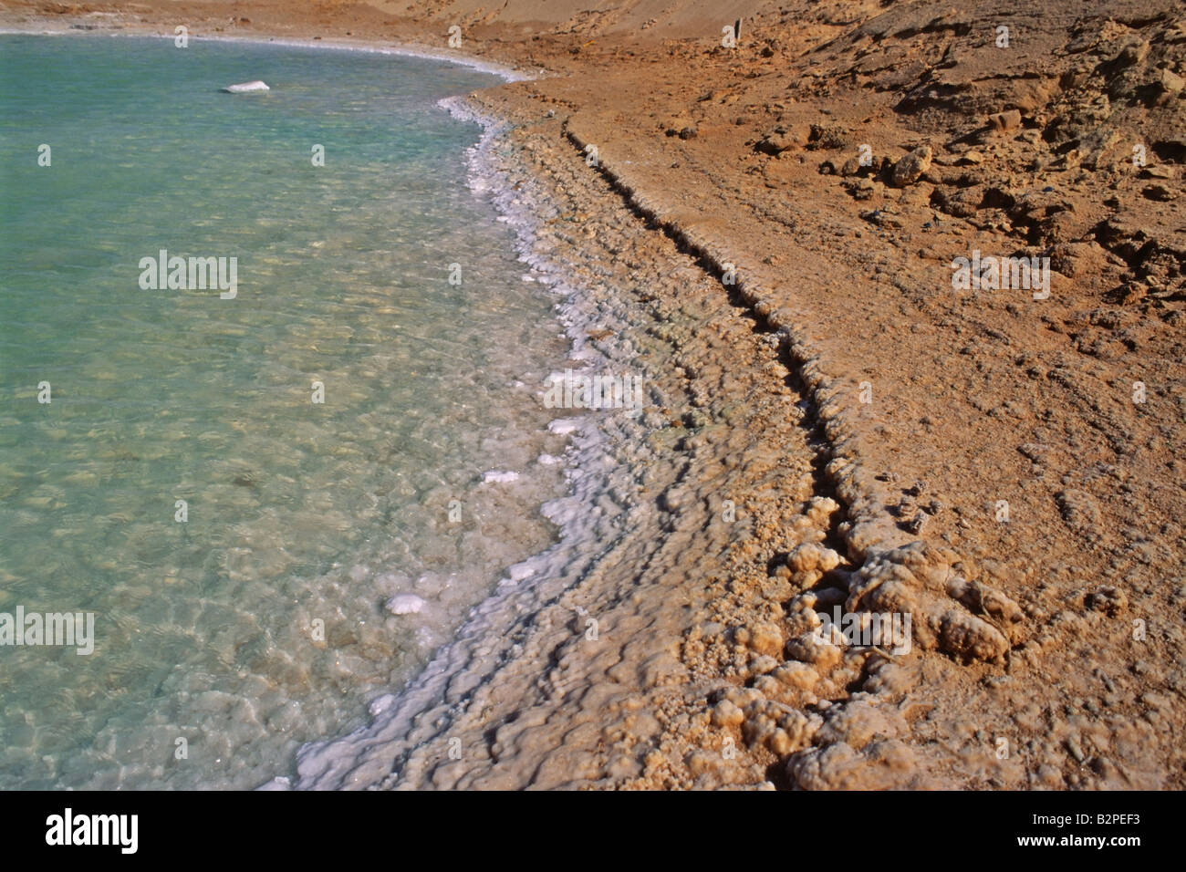 The shoreline of a salt lake in the Chott El DJerid a desolate area ...