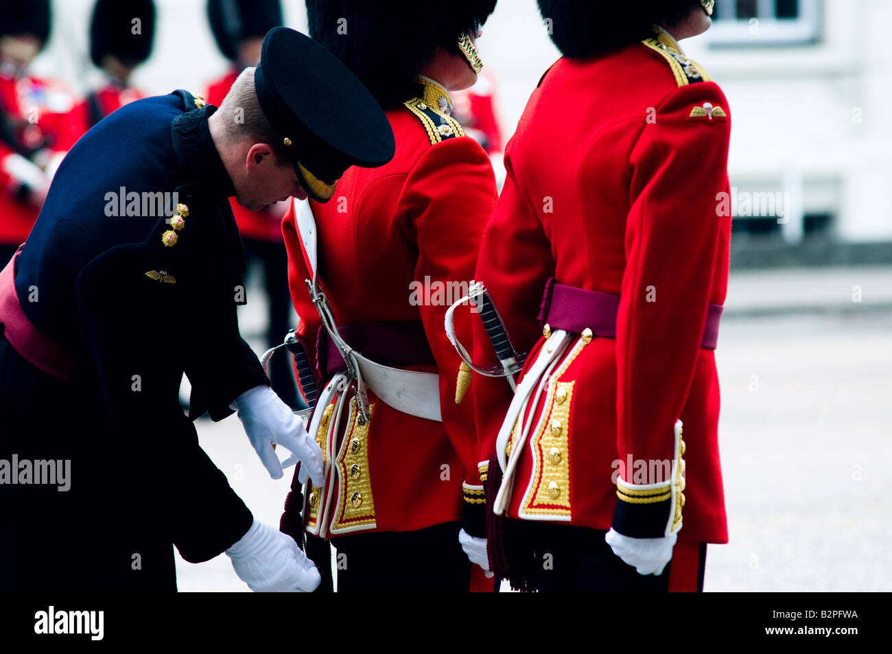 The queens guard have their uniform inspected Stock Photo - Alamy