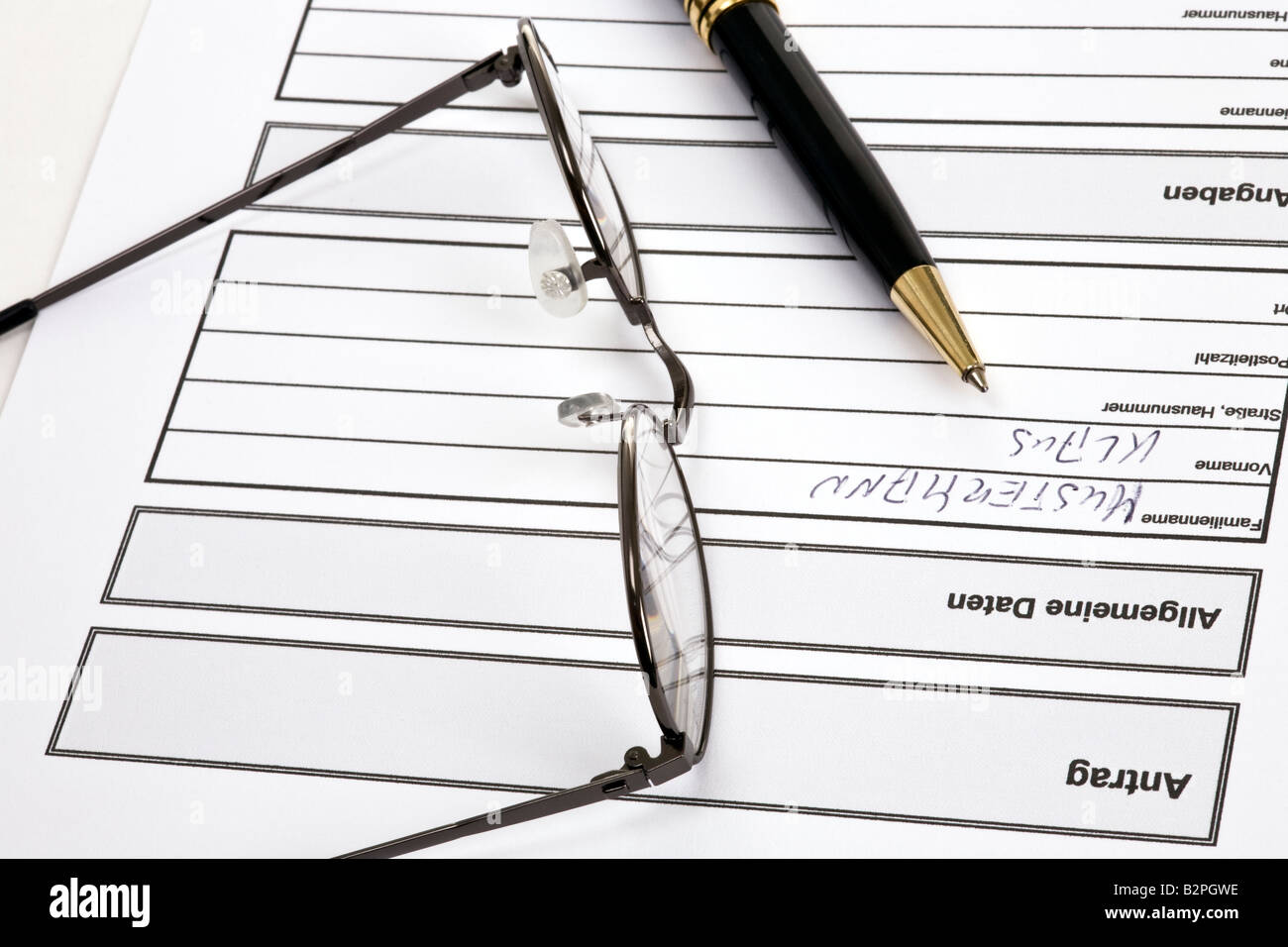 Applications form on white background Stock Photo - Alamy