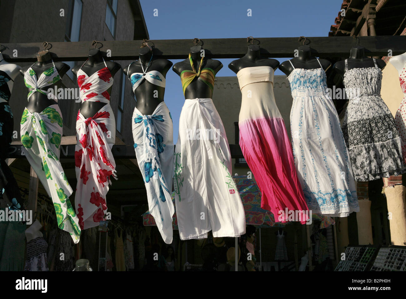 Assorted colored Sun dresses displayed at Venice Beach, California ...