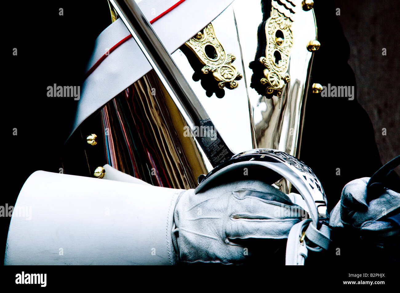 Horses guard in armour/uniform at St.James Stock Photo - Alamy