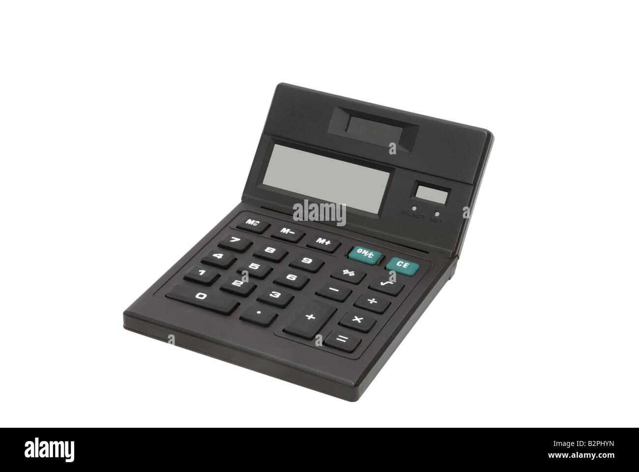 An ordinary office calculator isolated against a white background Stock ...