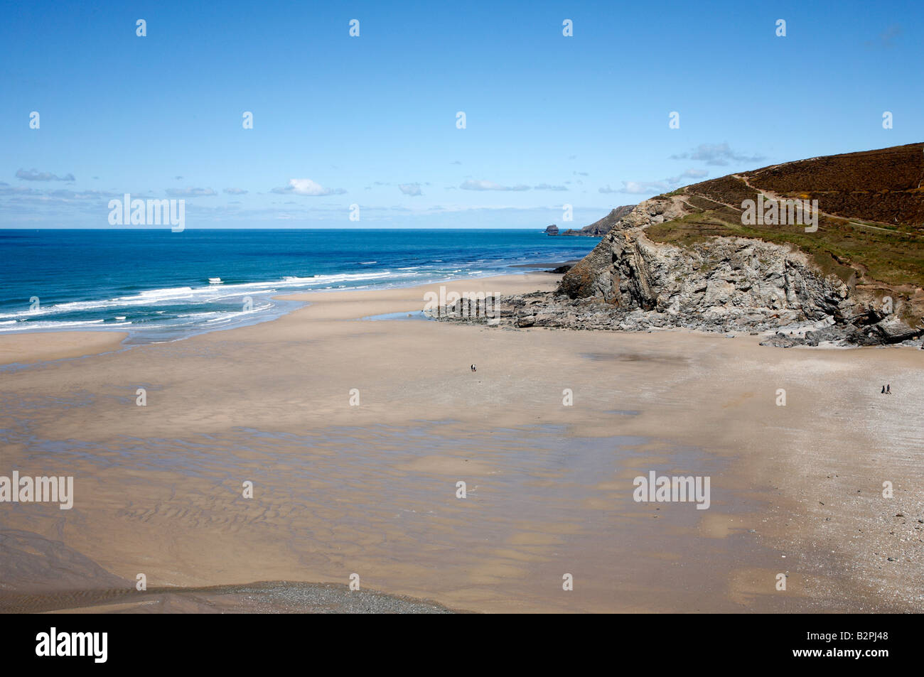 Porthtowan beach in Cornwall, at low tide Stock Photo - Alamy