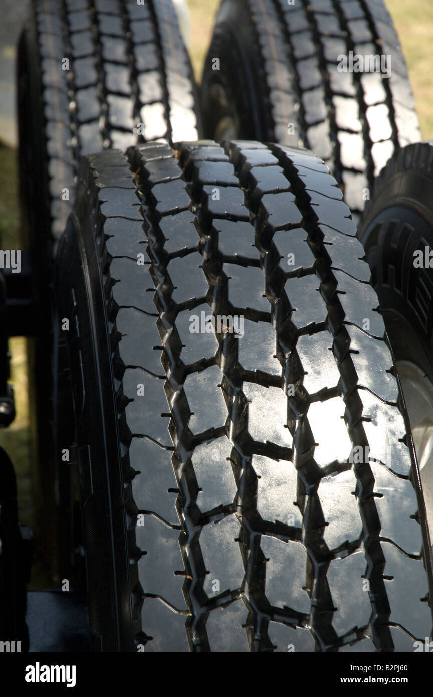 Set of rear wheels on semi tractor trailer Stock Photo - Alamy