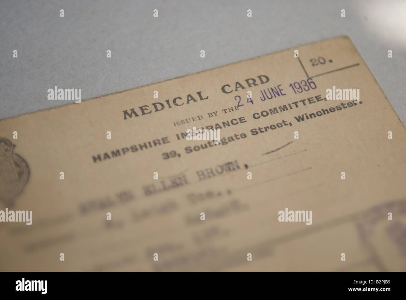 British Medical Card issued 1936 Stock Photo - Alamy