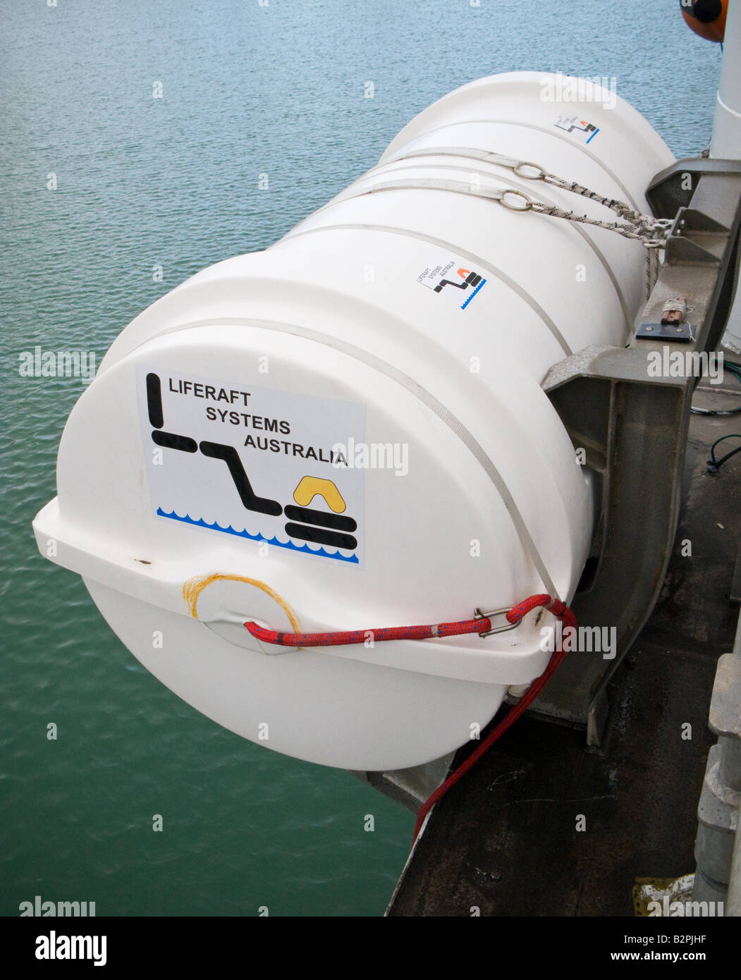 Automatic deploying life raft on a cross channel ferry UK Stock Photo ...