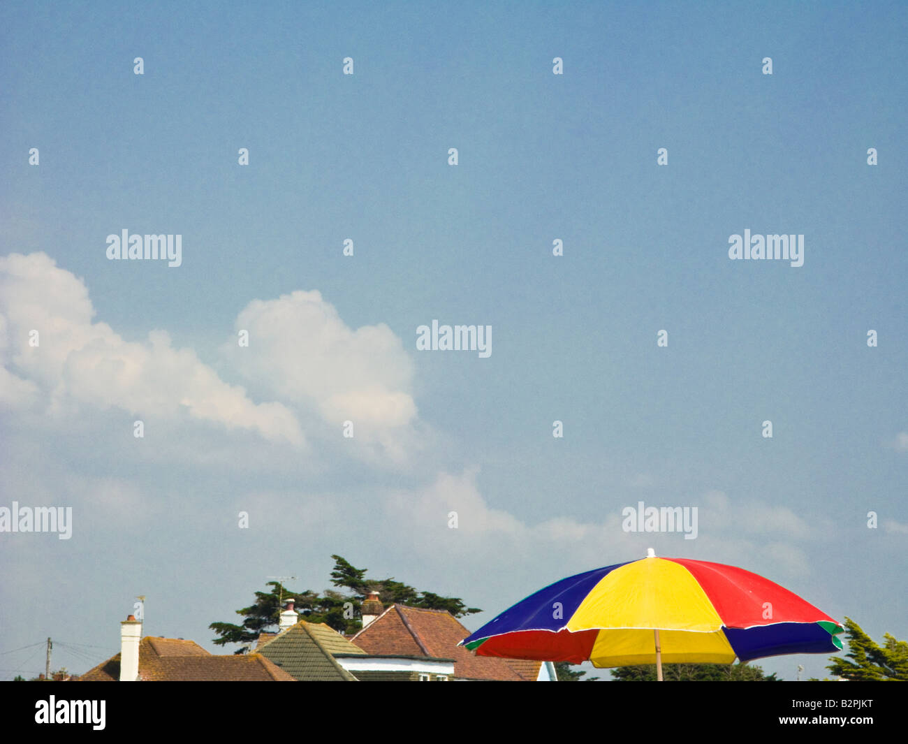 Beach brolly on the beach at Ferring, West Sussex Stock Photo - Alamy