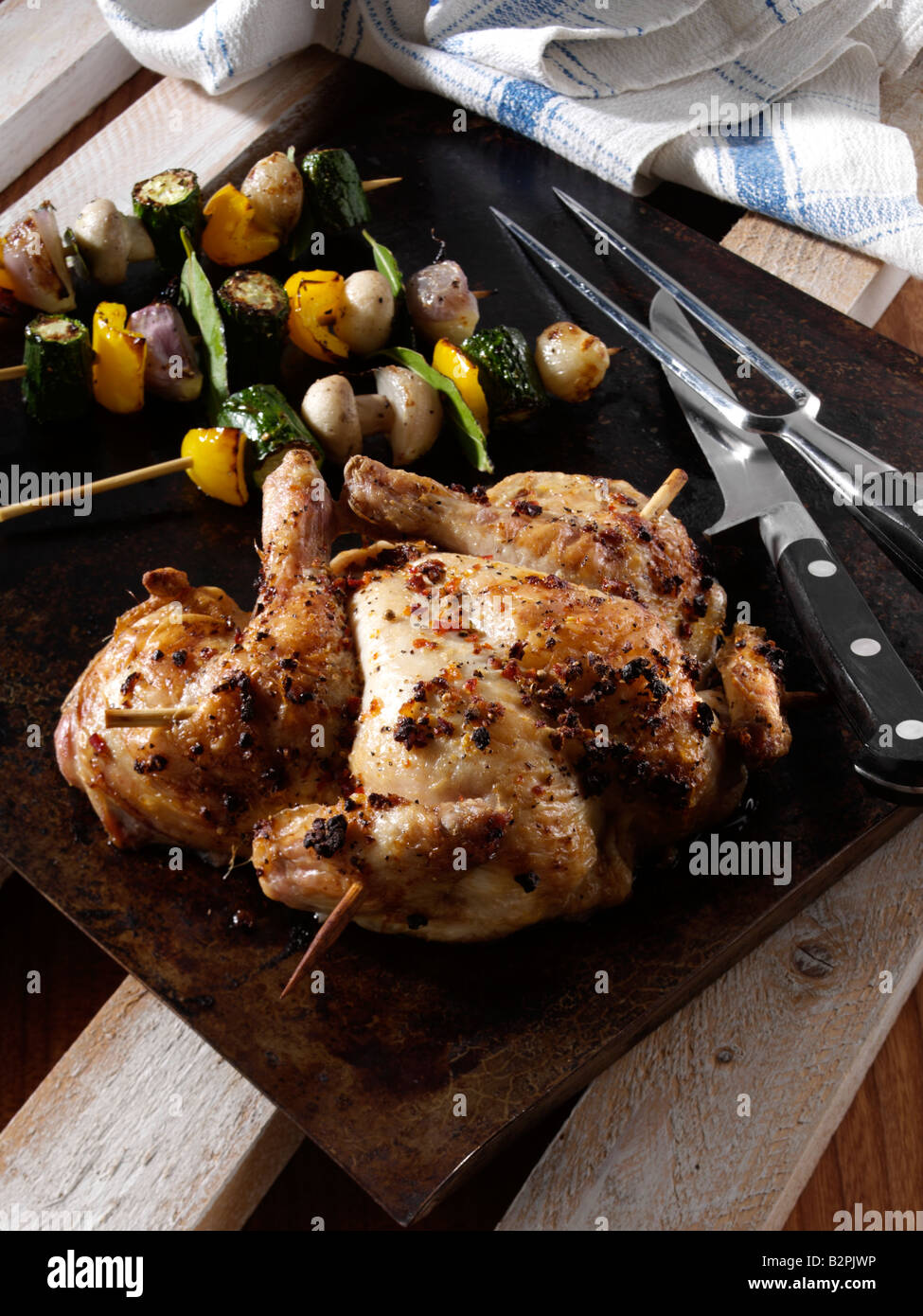 Barbecued poussin baby chickens hi-res stock photography and images - Alamy