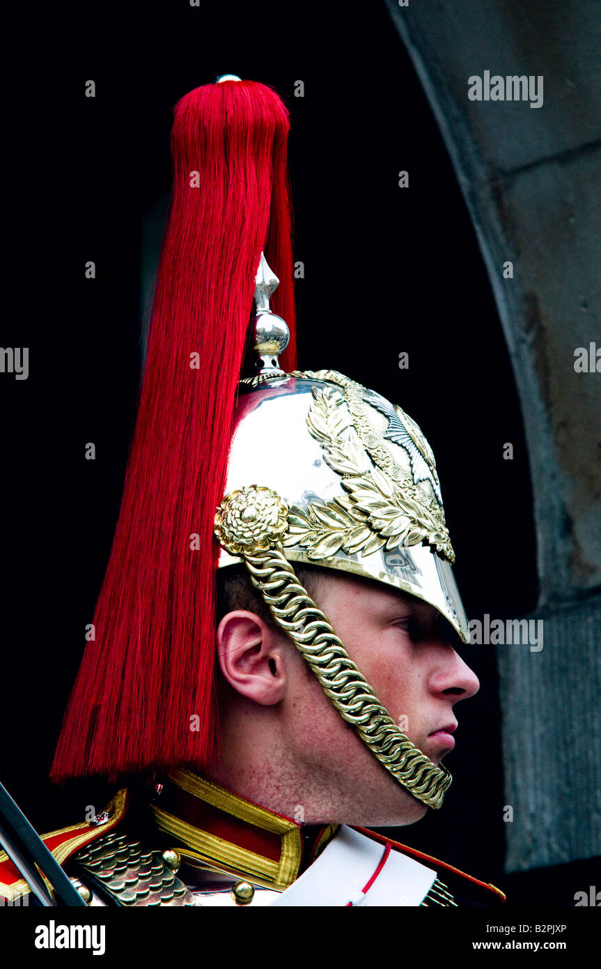 Horses guard in armour/uniform at St.James Stock Photo - Alamy