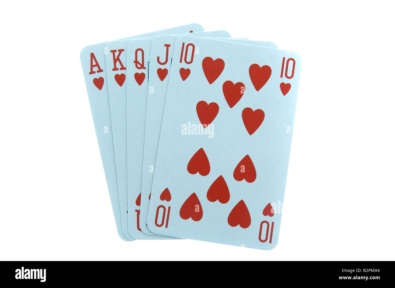 A hand of cards showing winning royal flush in poker Stock Photo - Alamy