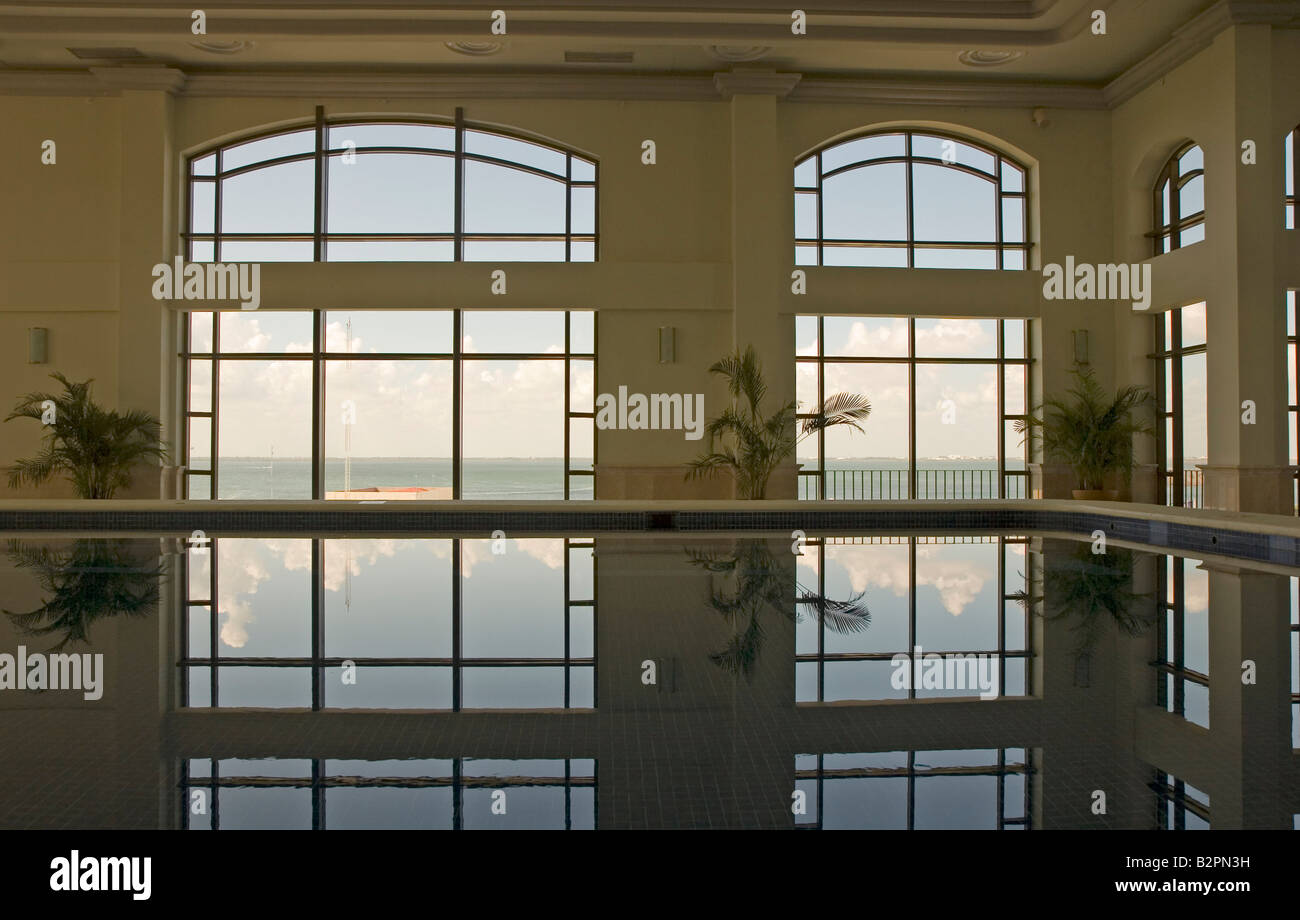 Indoor pool at a spa reflecting the light from outside Stock Photo - Alamy