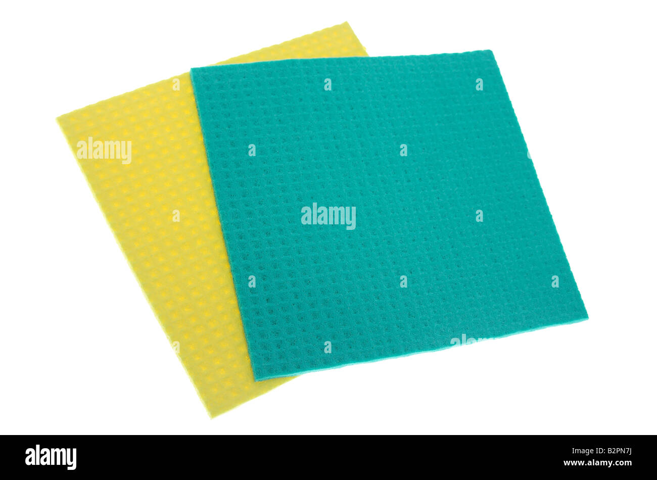 A couple of yellow and green wash cloths Stock Photo - Alamy