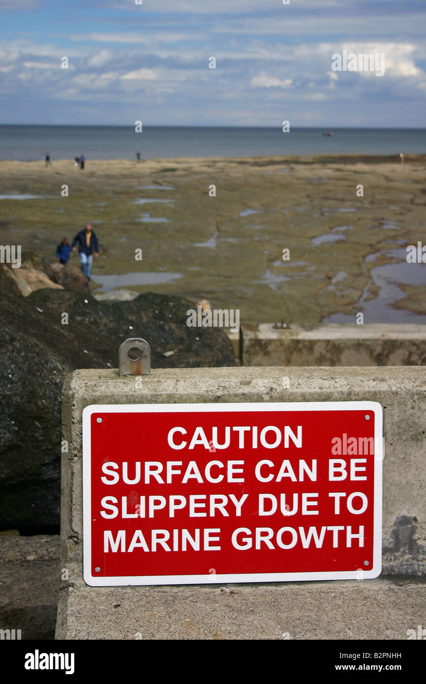 Caution Warning Sign at Staithes North Yorkshire United Kingdom Stock ...
