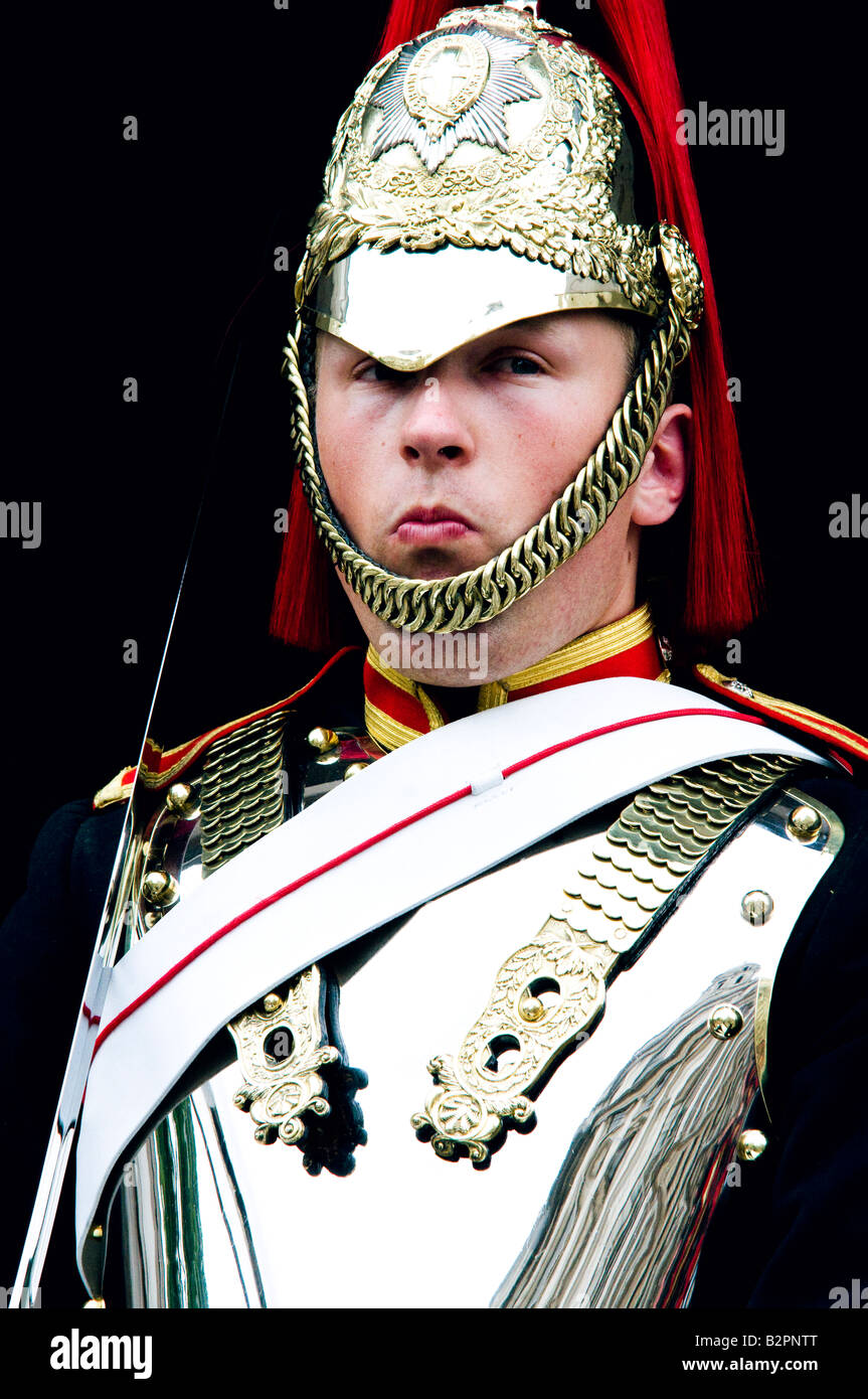 Horses guard in armour/uniform at St.James Stock Photo - Alamy