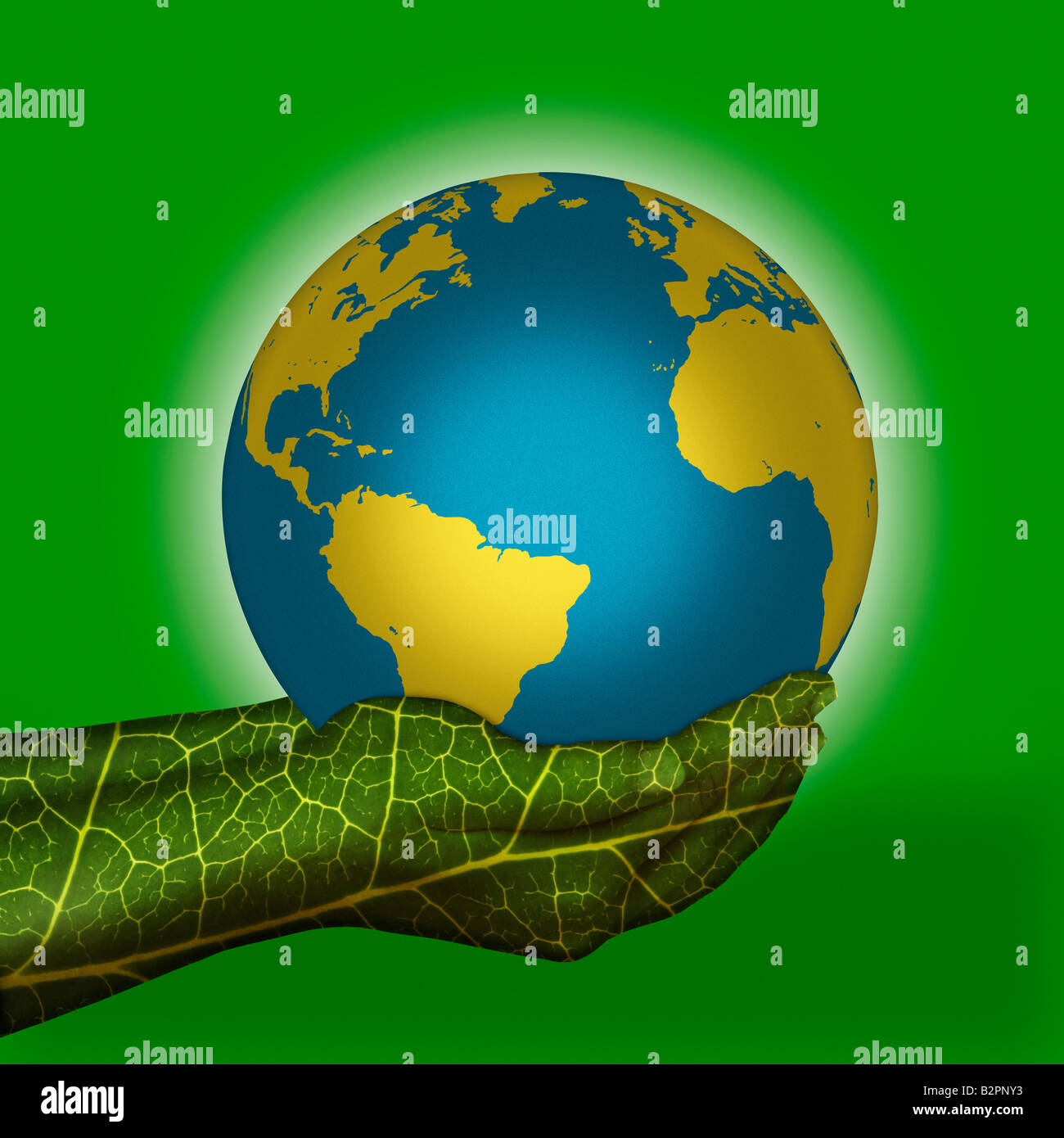 Earth symbolised put in hands Stock Photo - Alamy