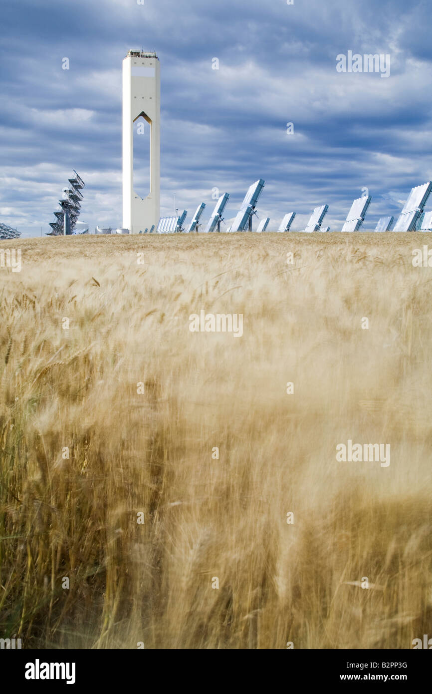 View of thermoelectric solar tower, Spain Stock Photo - Alamy