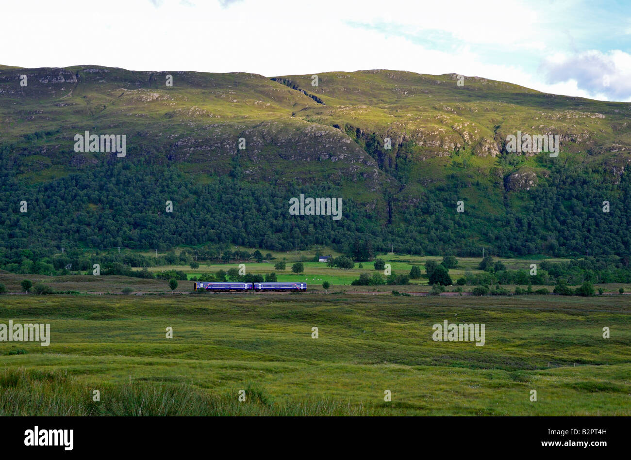 Scot Rail passenger train at Coulags, Strathcarron, Ross and Cromarty ...