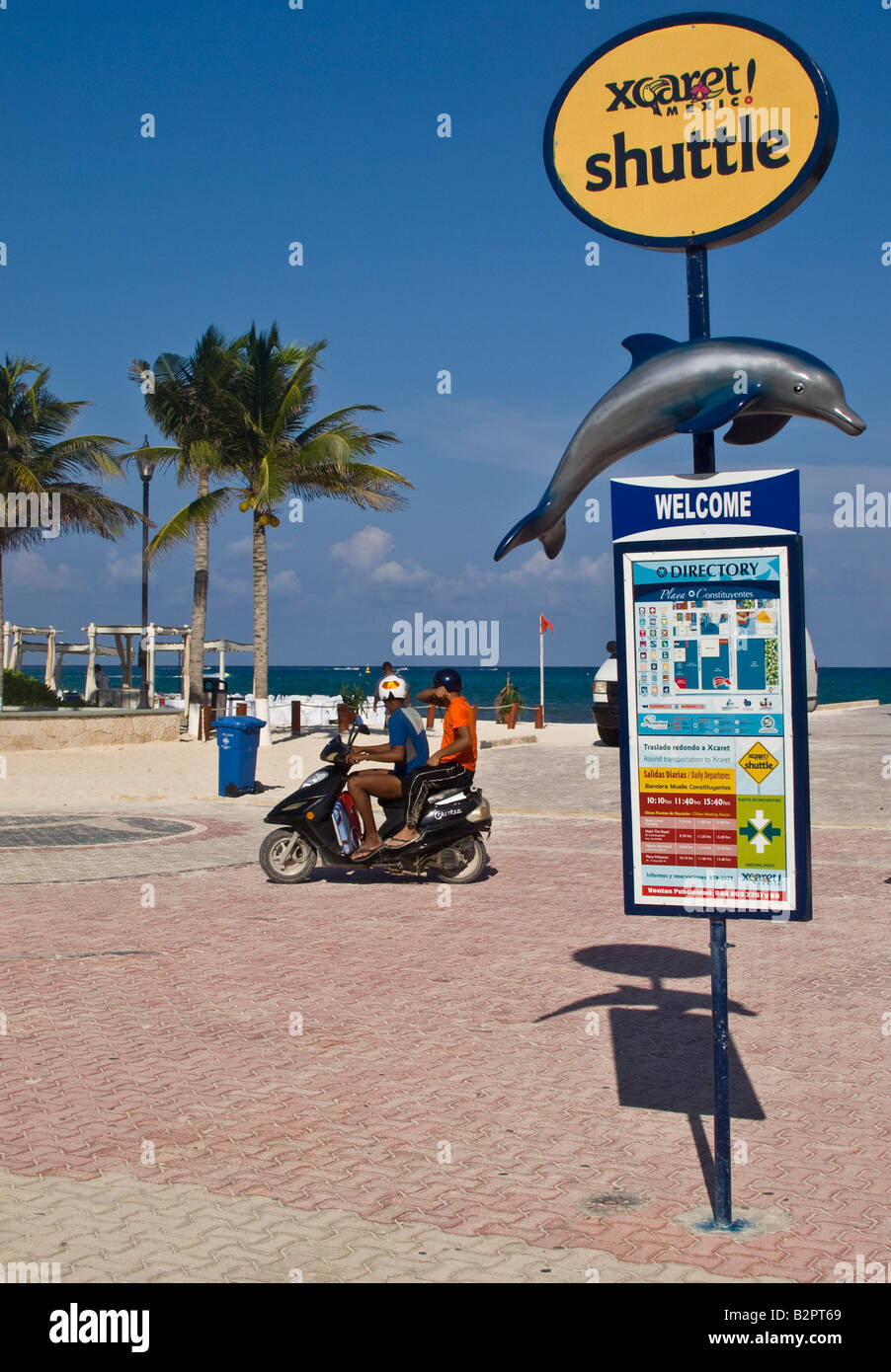 Directory street sign in Playa del Carmen, Riviera Maya. Playa del ...