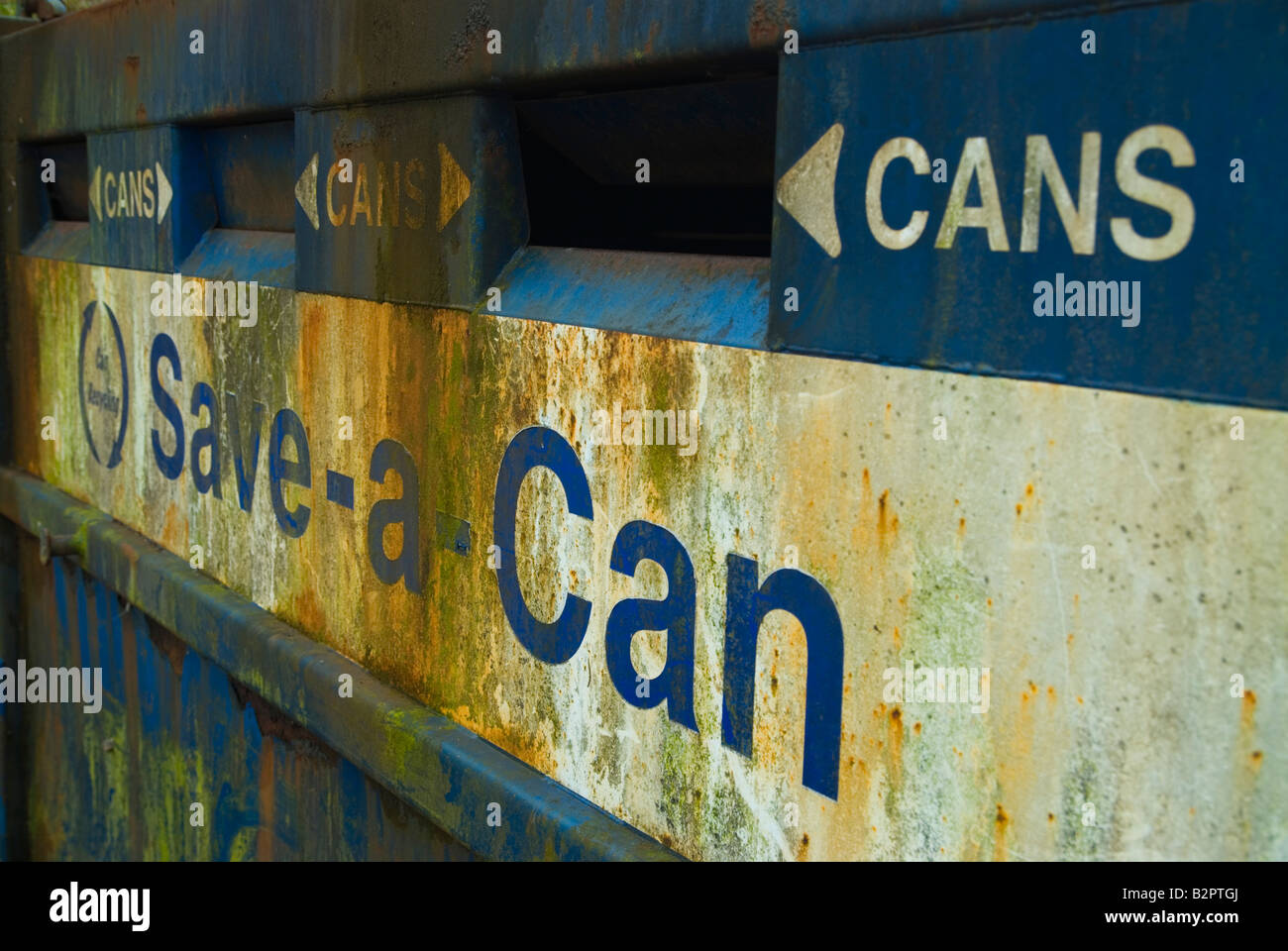 a food and drink can recycling bank Stock Photo - Alamy
