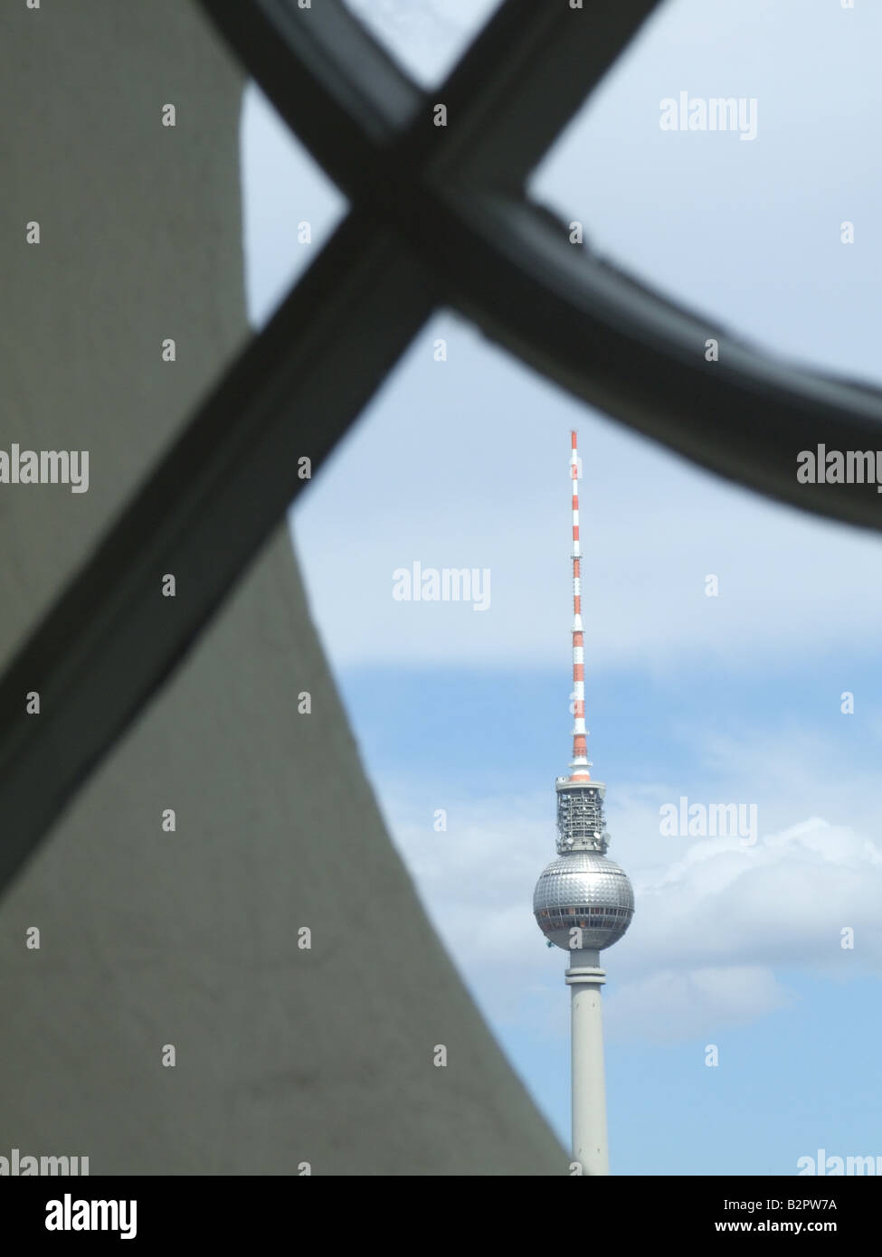 modern tv tower seen through window in berlin Stock Photo - Alamy