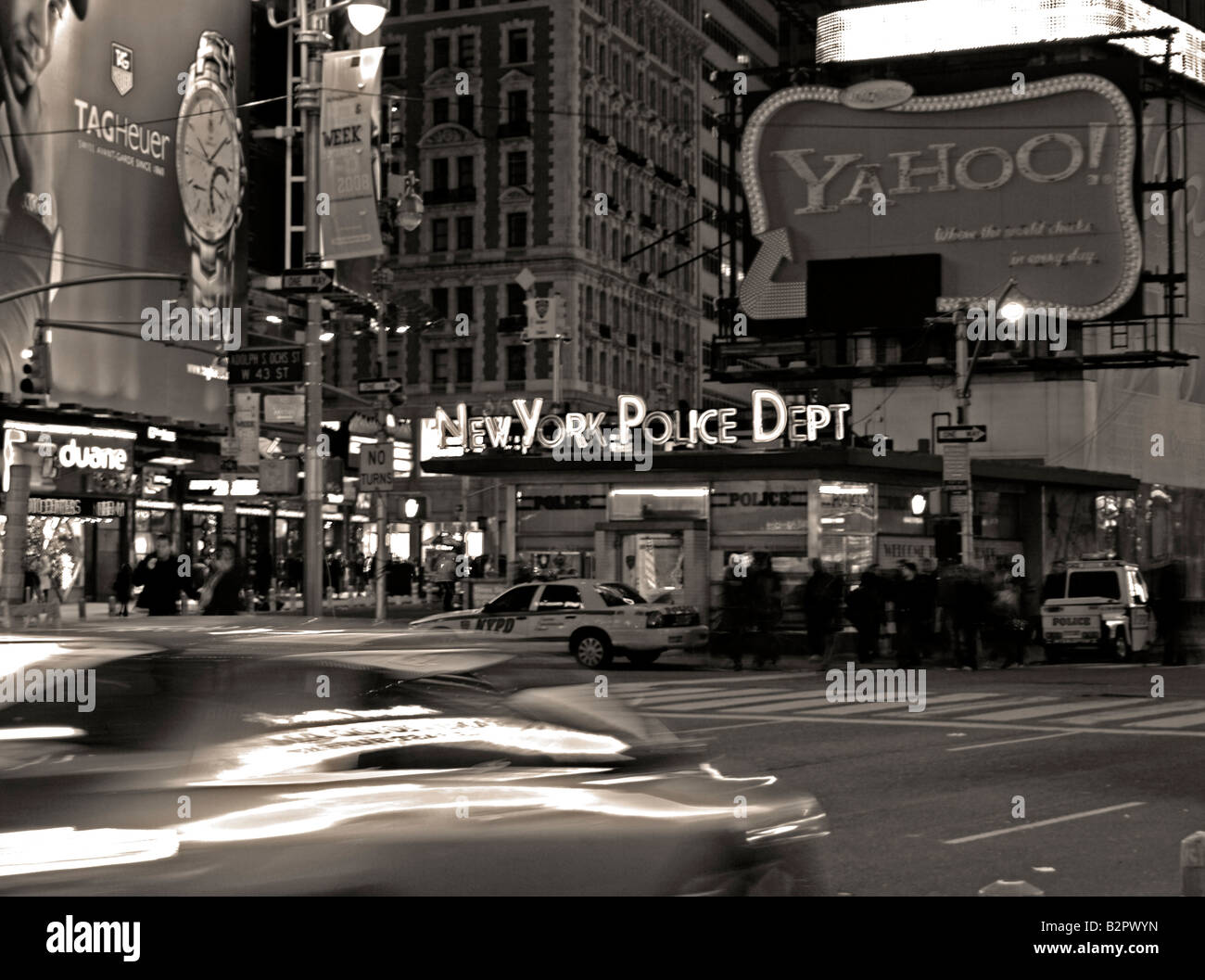 Police Station in Times Square at night Stock Photo - Alamy