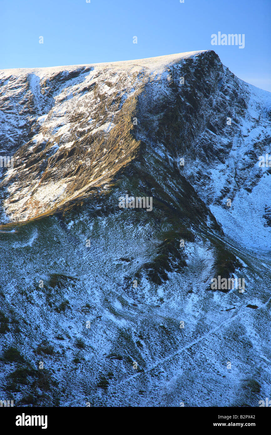 Sharp Edge Ridge covered in snow and ice. Blencathra, Lake District ...