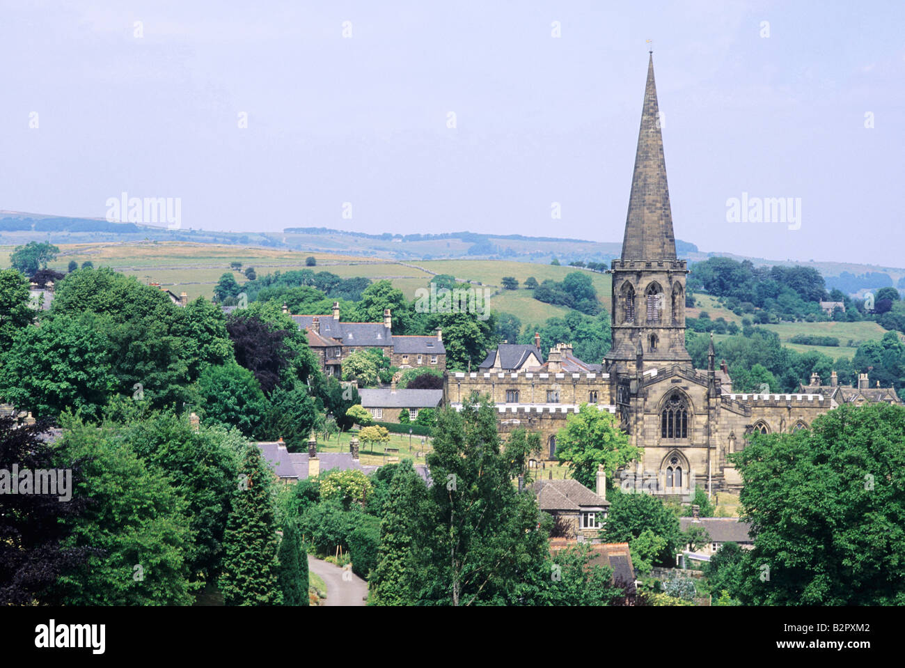 Bakewell town church setting Derbyshire England UK landscape townscape ...