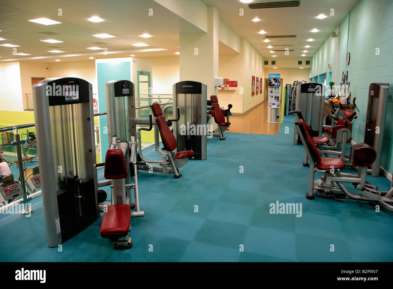 Selection of Weightlifting machines in a Generic Health Spa Gym Stock ...