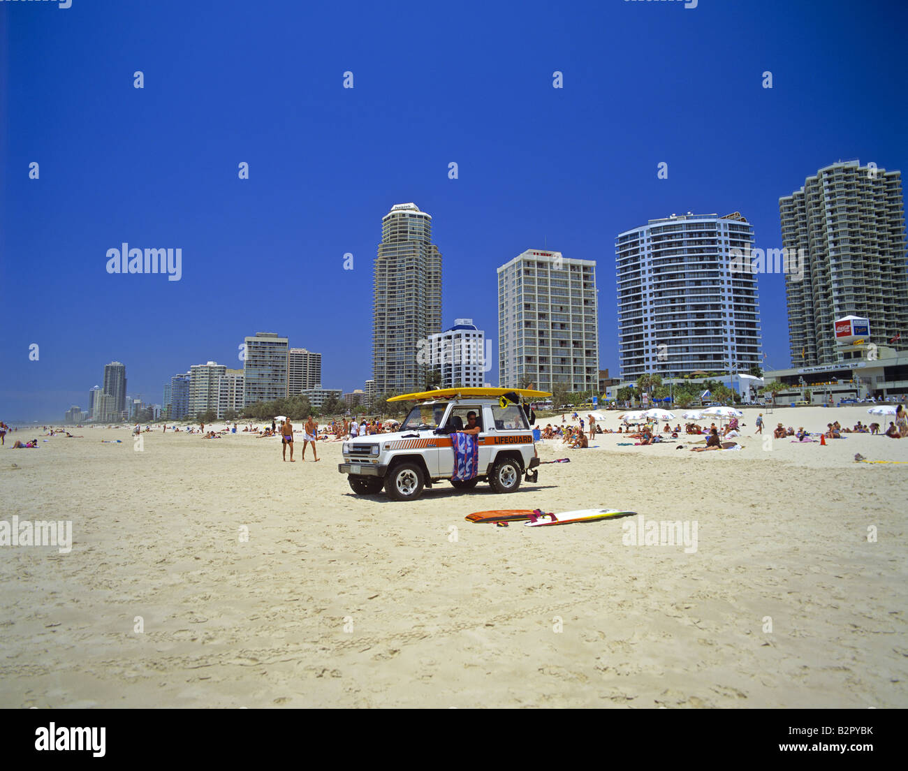 A Lifeguard Vehicle on the beach in Surfers Paradise Gold Coast ...