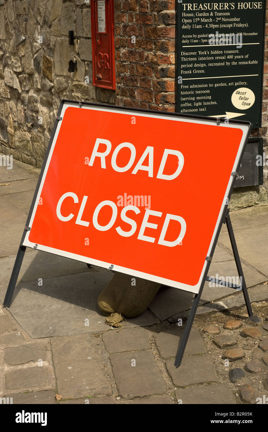 Close up of road closed sign England UK United Kingdom GB Great Britain ...