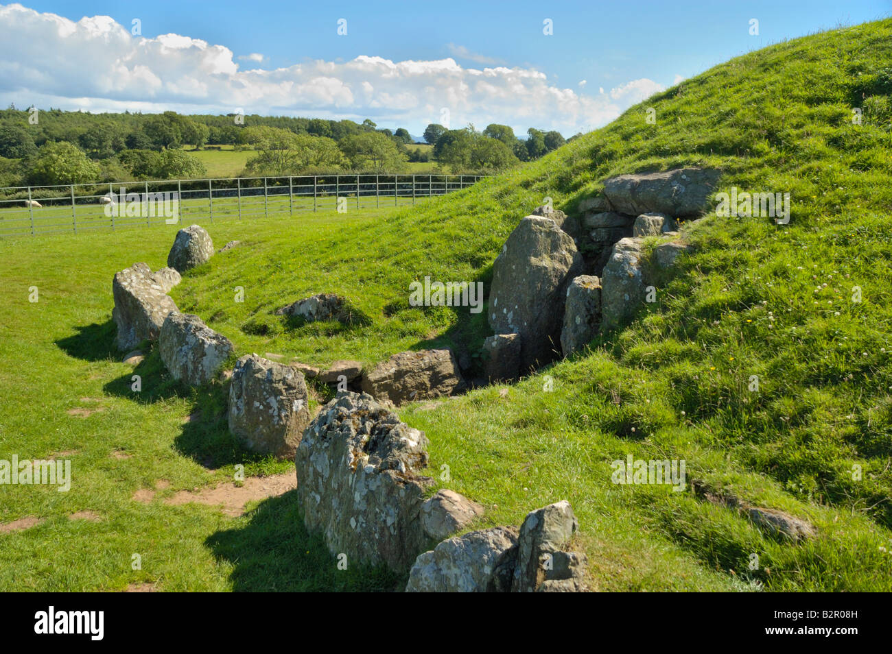 The ancient burial mound of Bryn Celli Ddu Anglesey Wales UK Stock ...