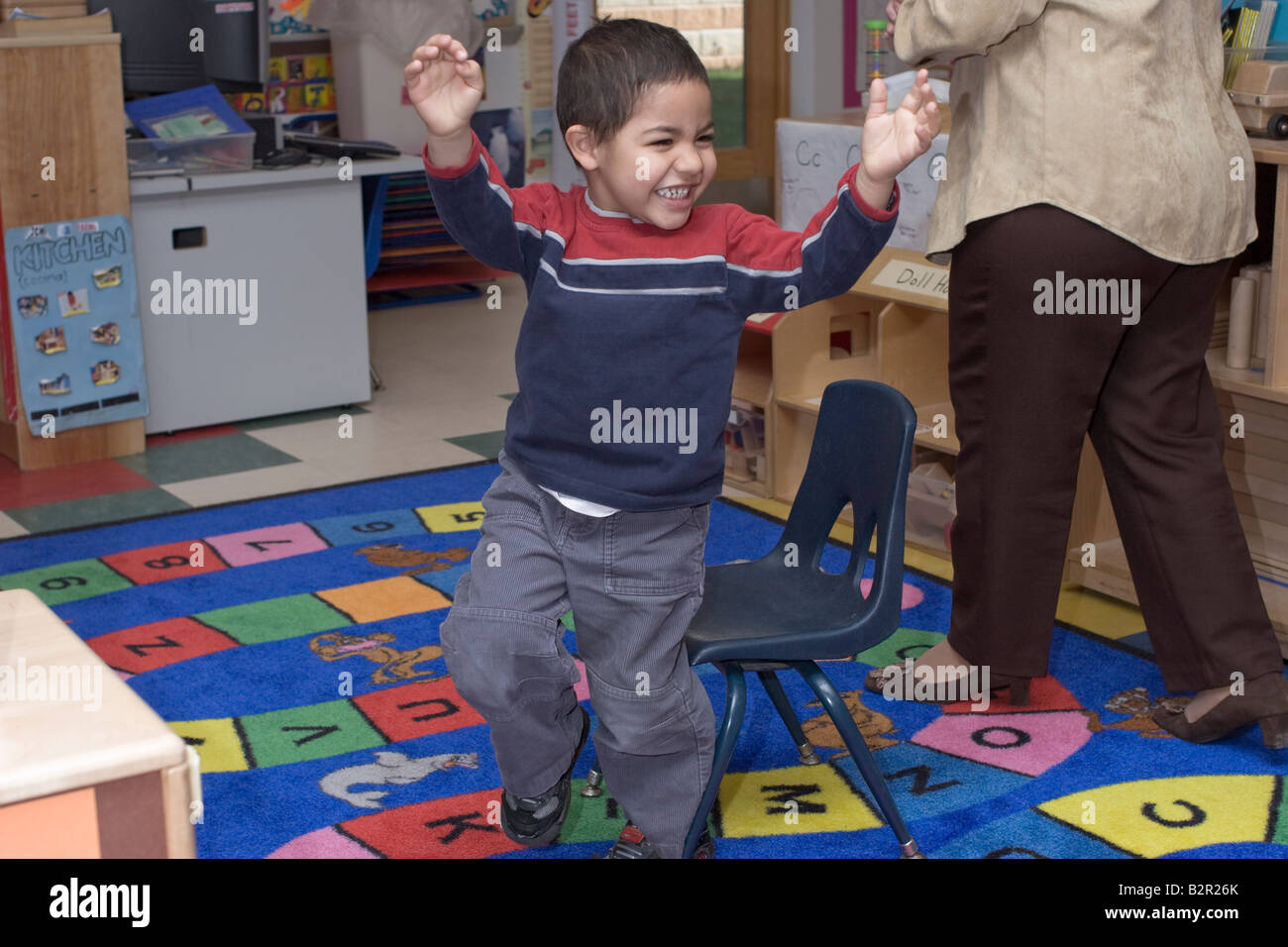 Children jumping classroom hi-res stock photography and images - Alamy