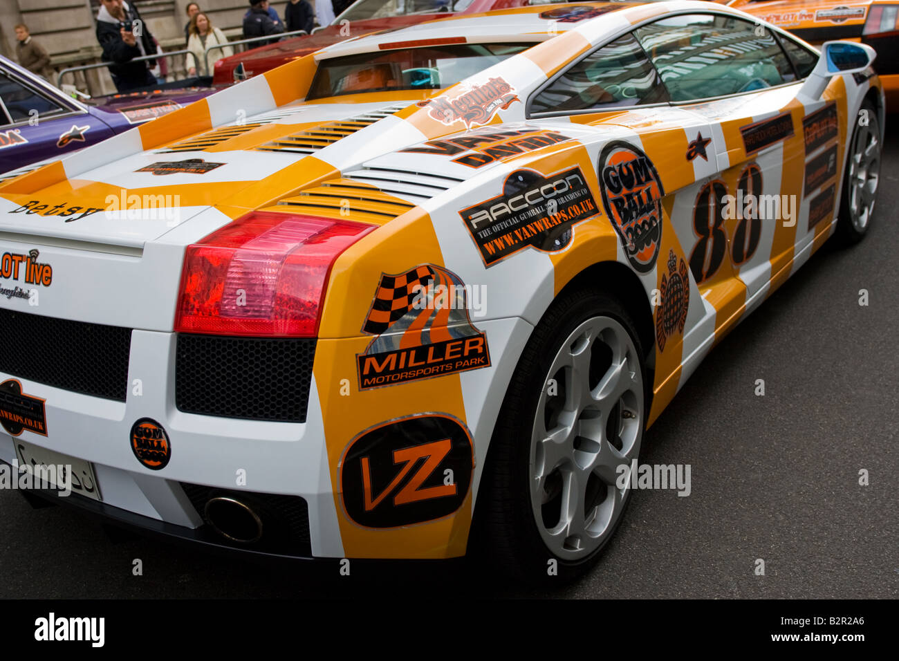 a powerful super car at the Gumball 3000 Rally Pall Mall London 2006 ...