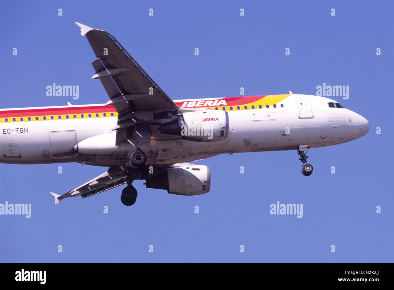 Airbus A320 operated by Iberia on approach for landing at London ...