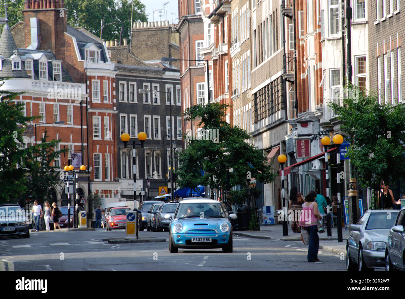 Victorian buildings village traffic people attractive pleasant panorama ...