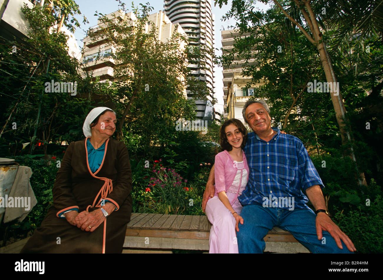 Family relaxing outdoors in Beirut, Lebanon Stock Photo - Alamy