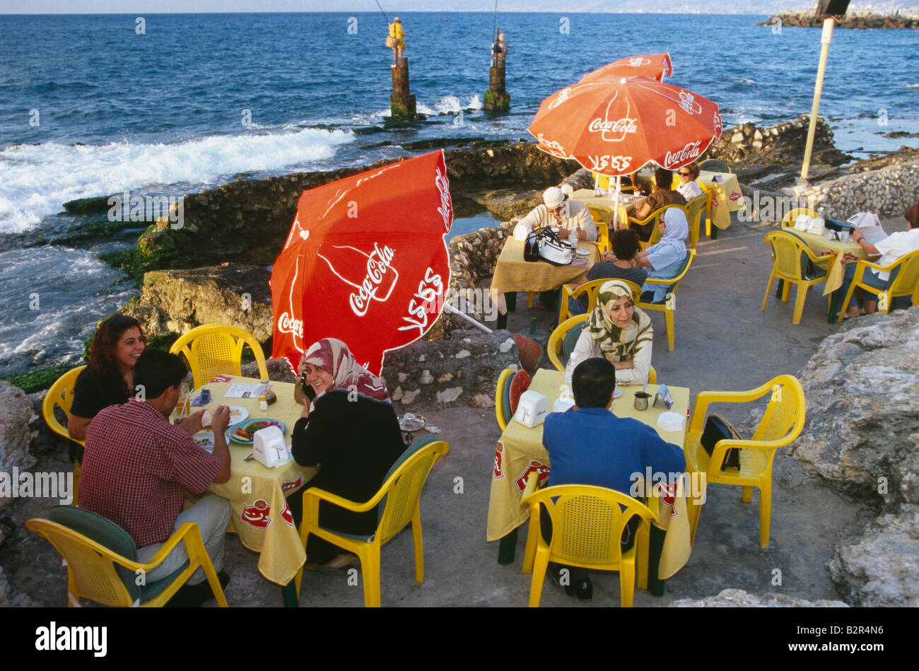 A seaside cafe in Beirut, Lebanon Stock Photo - Alamy