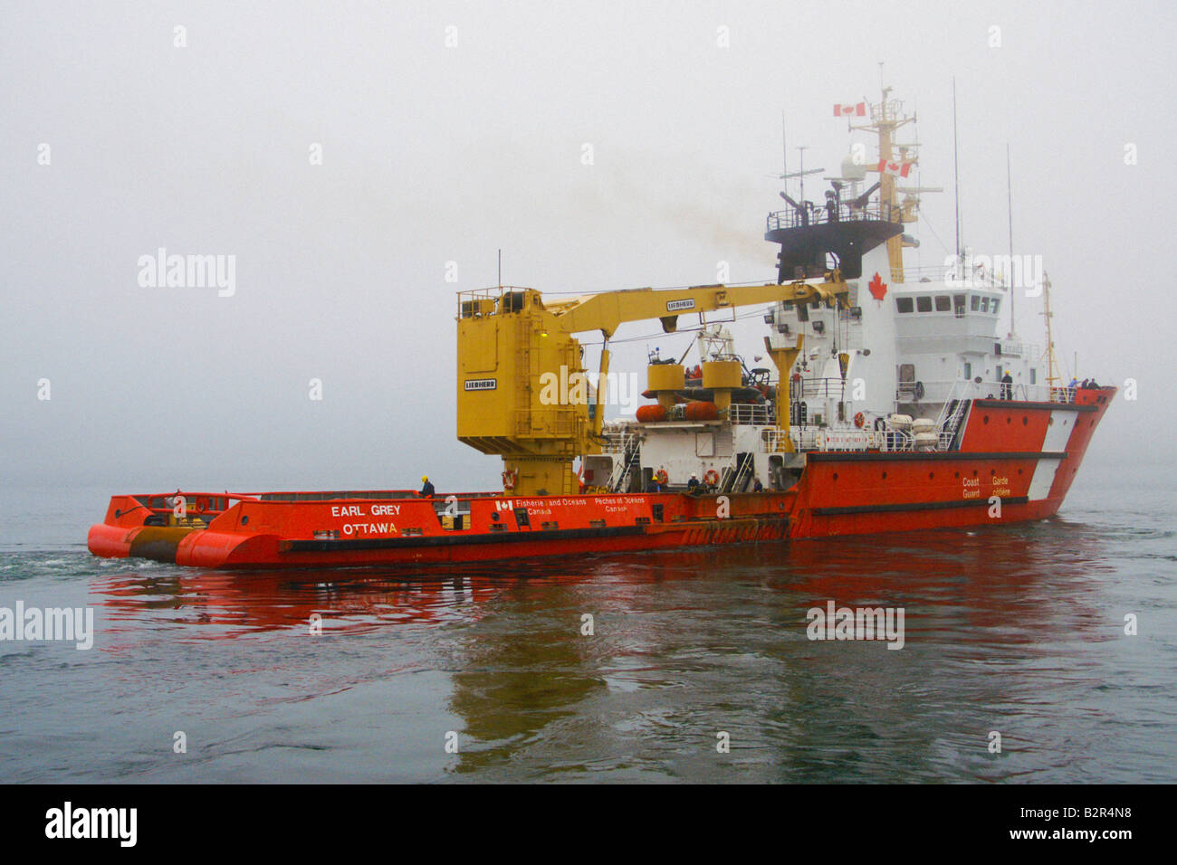 Canadian Coast Guard navigation aids tender Earl Grey in fog Stock ...